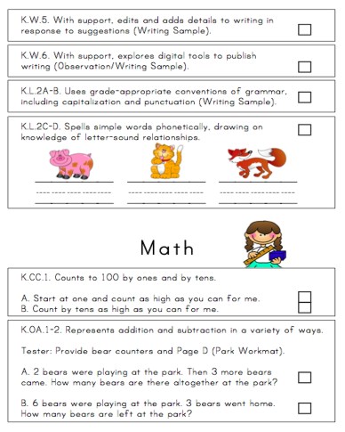 24 page, Illustrated Kindergarten Assessment | Miss Bindergarten's ...